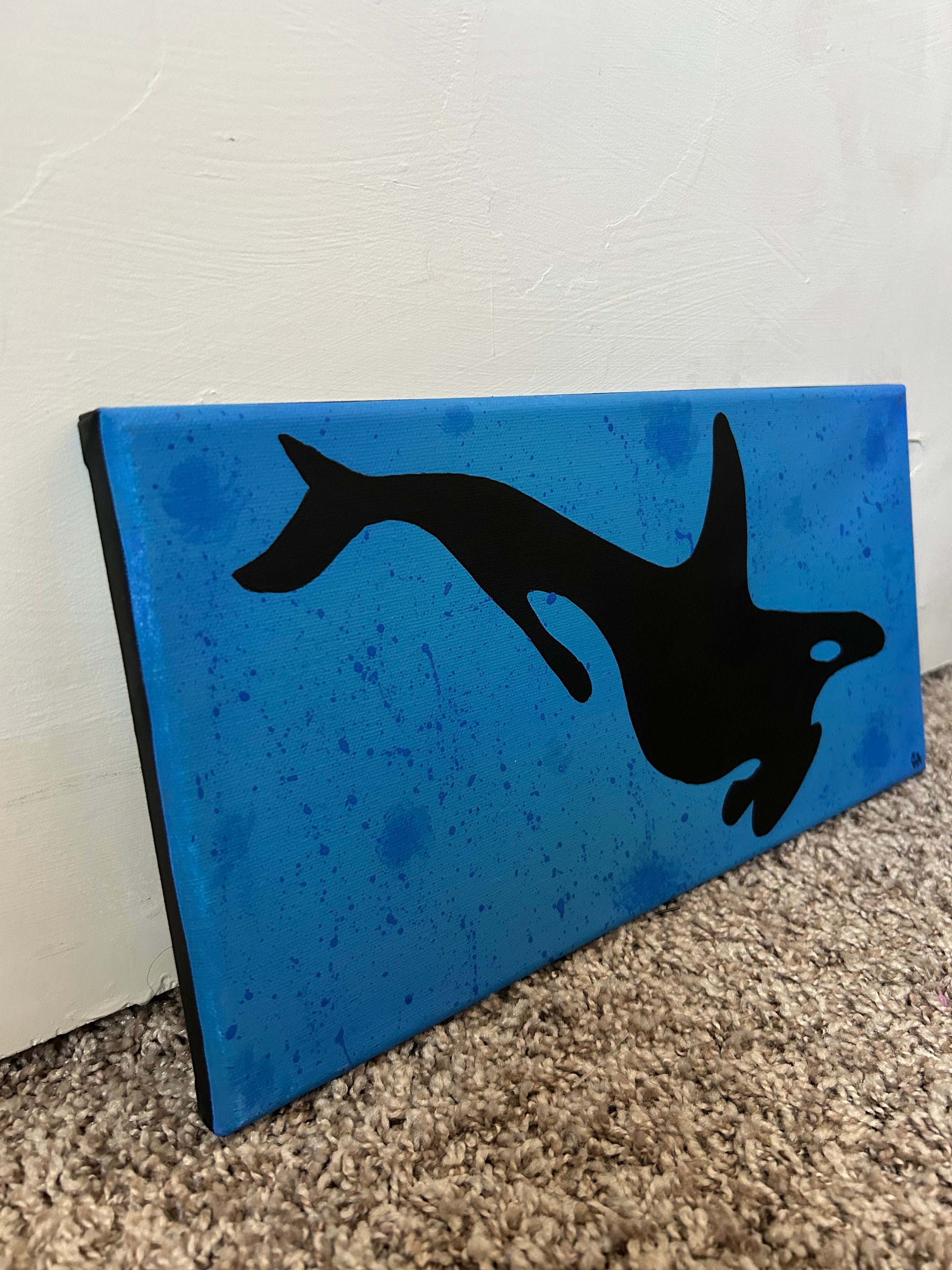 Orca Killer Whale Painting Original Wall Art Acrylic on 7x14 Inch ...