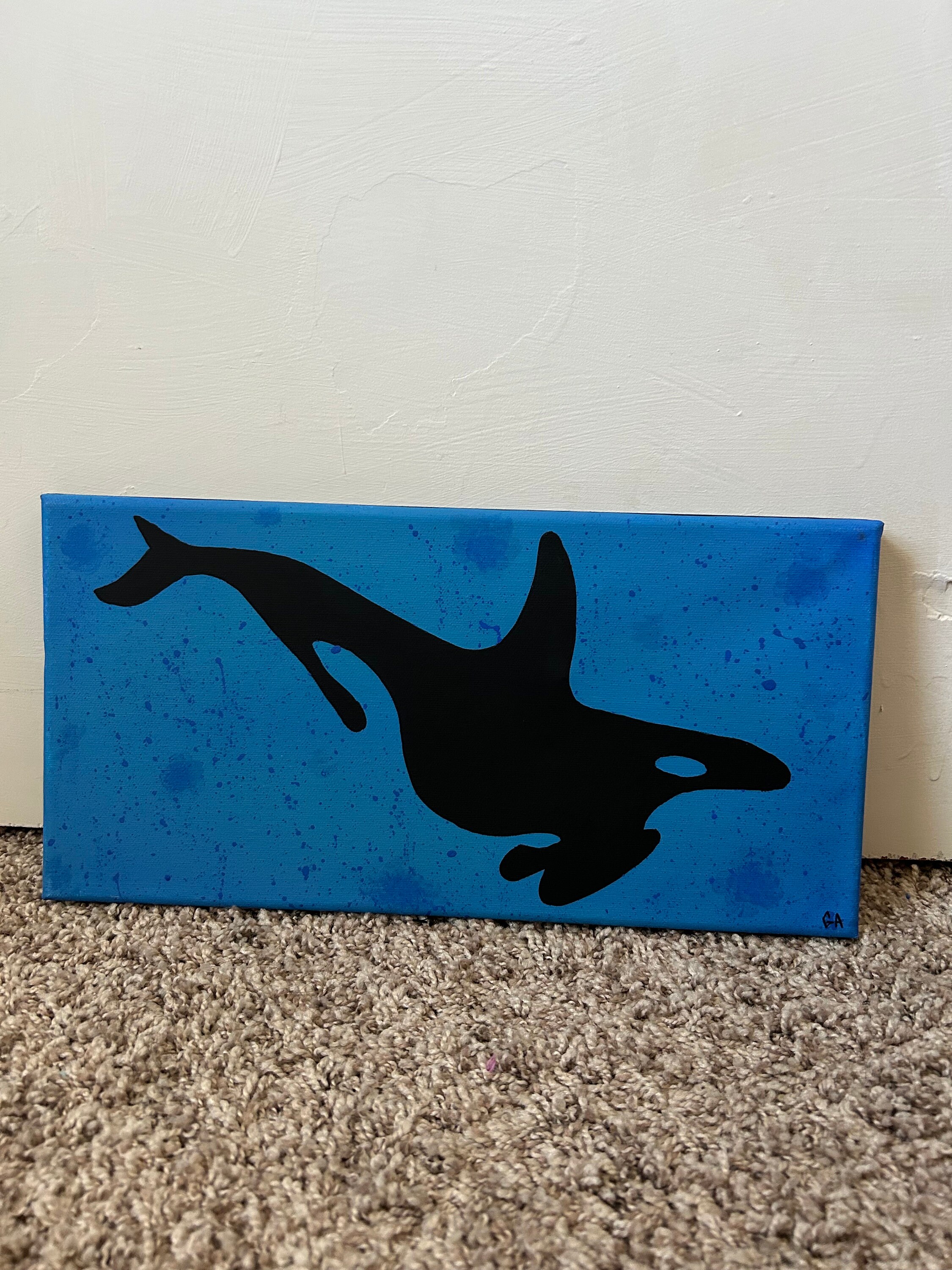 Orca Killer Whale Painting Original Wall Art Acrylic on 7x14 Inch ...