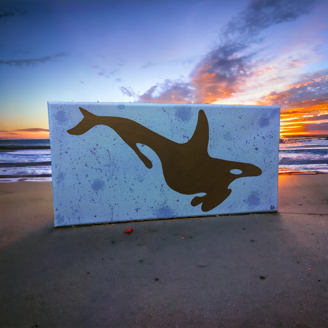 Orca Killer Whale Painting Original Wall Art Acrylic on 7x14 Inch ...