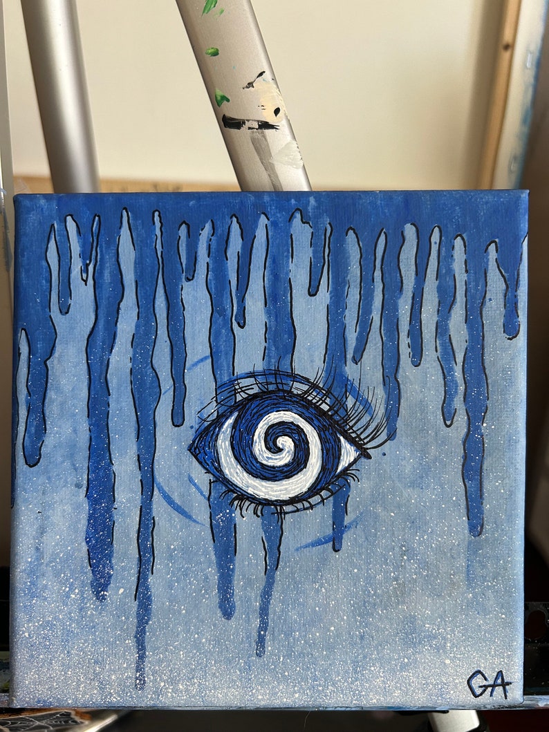 Abstract Wall Art Desk Art Original Trippy Eye 6x6 Inch Stretched ...