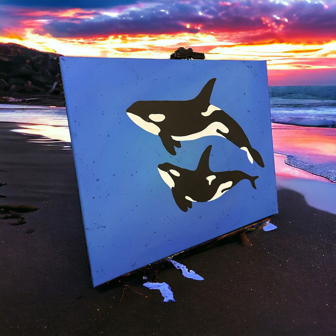 Orca Wall Art Killer Whale Original Painting 16x20'' Acrylic on ...