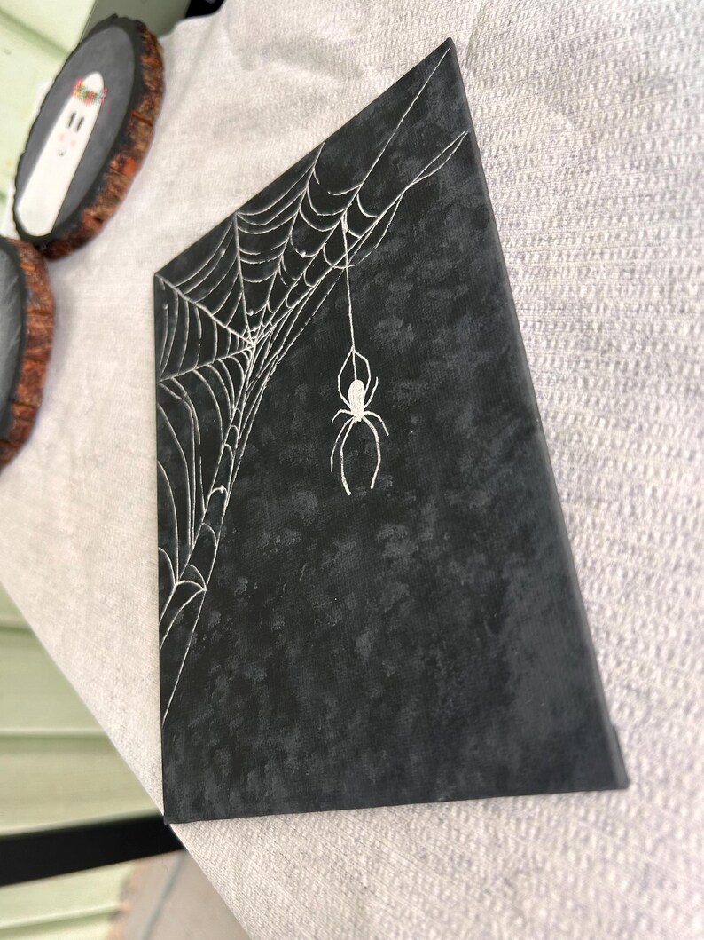 Halloween Wall Art 5x7 Inch Spider Web Painting Matte Acrylic on Canvas ...