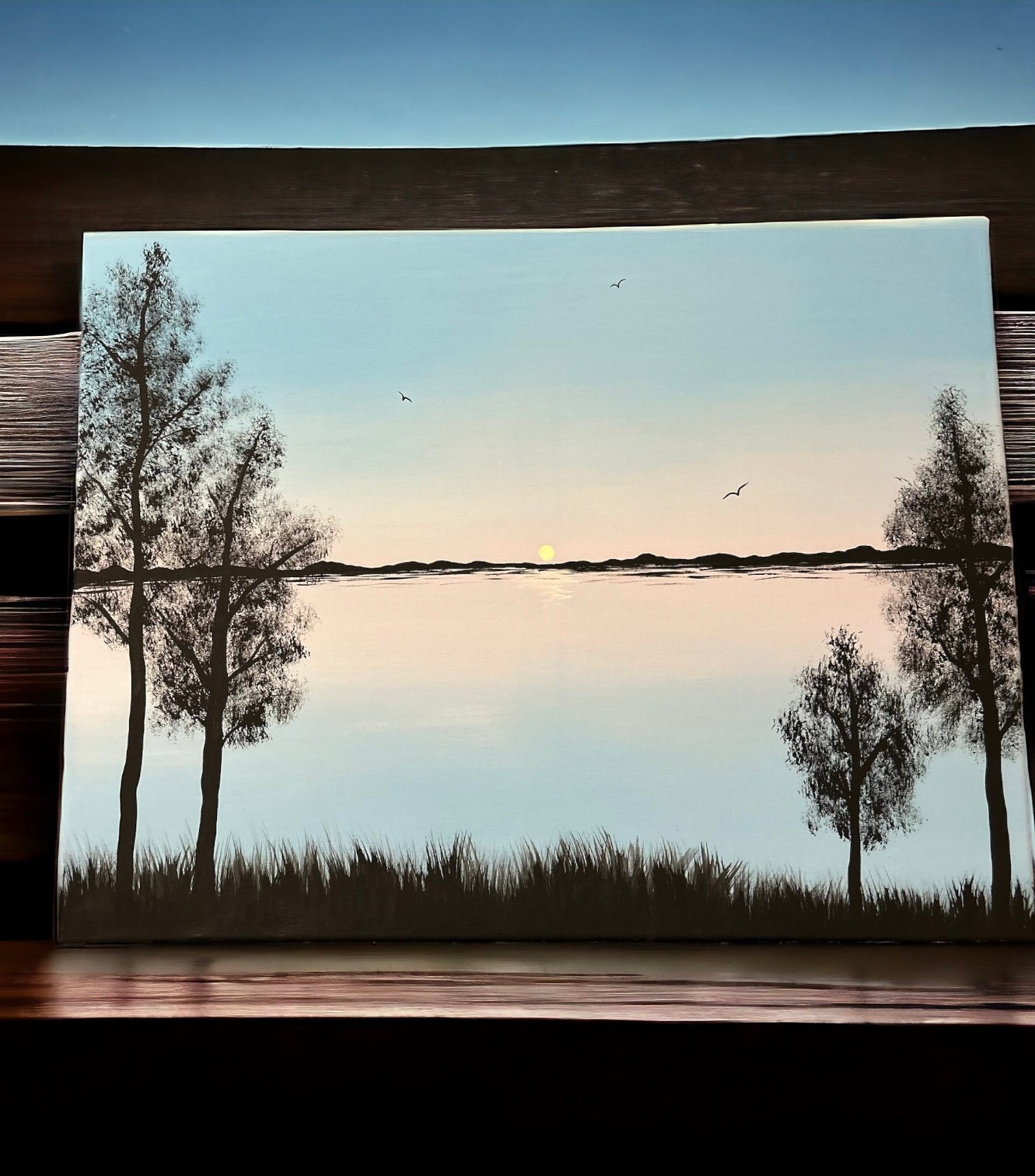 Landscape Sunset Painting Original Acrylic on Canvas 18x24 Inches Wall ...