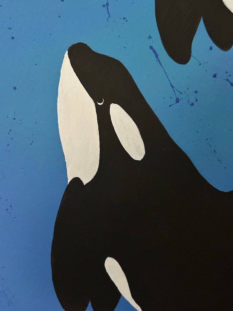 Orca Wall Art Killer Whale Original Painting 16x20'' Acrylic on ...
