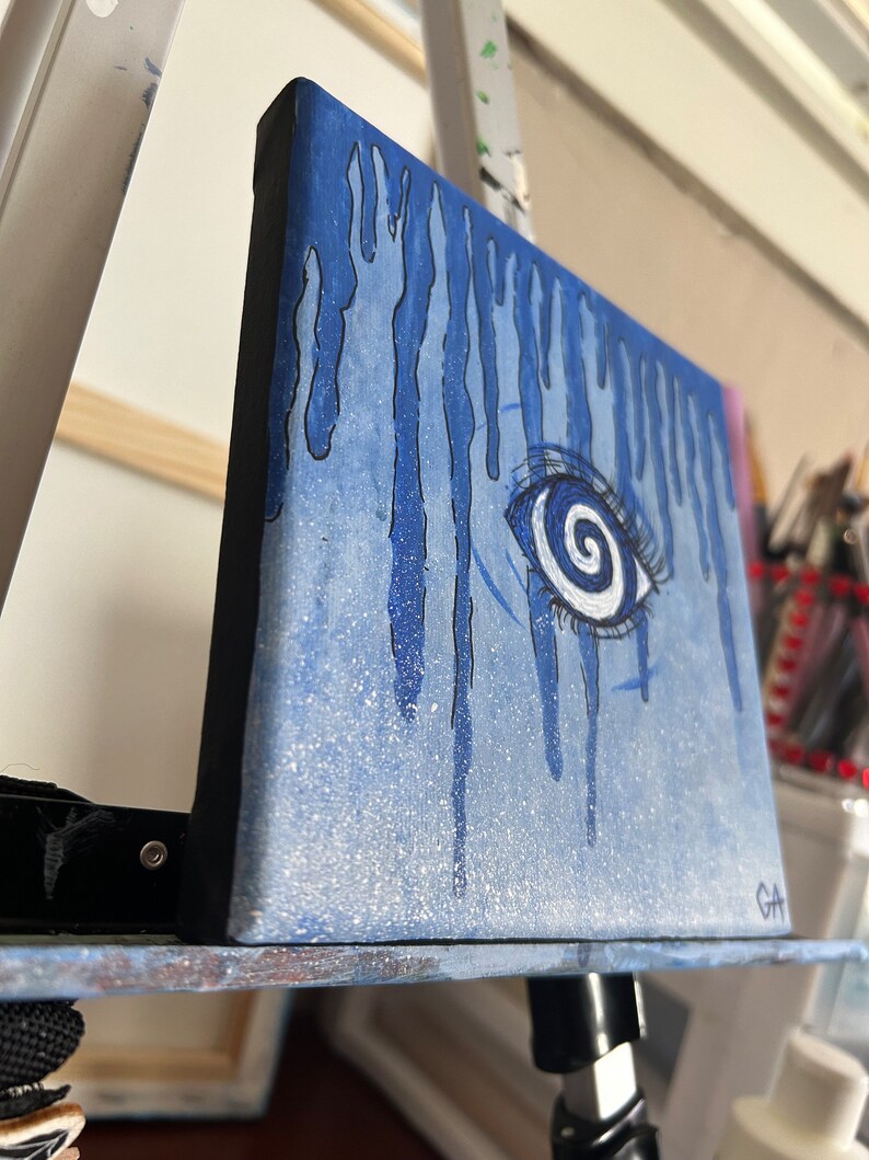 Abstract Wall Art Desk Art Original Trippy Eye 6x6 Inch Stretched ...