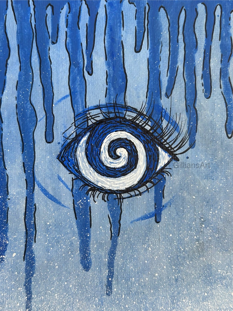 Abstract Wall Art Desk Art Original Trippy Eye 6x6 Inch Stretched ...