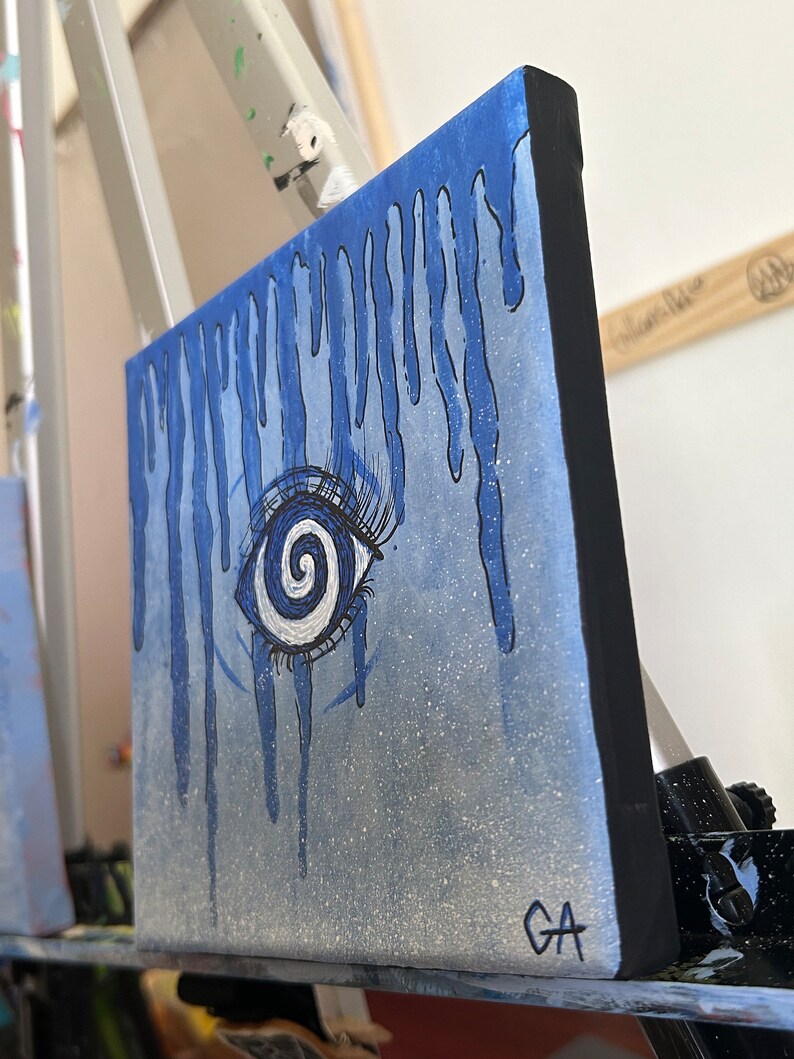 Abstract Wall Art Desk Art Original Trippy Eye 6x6 Inch Stretched ...