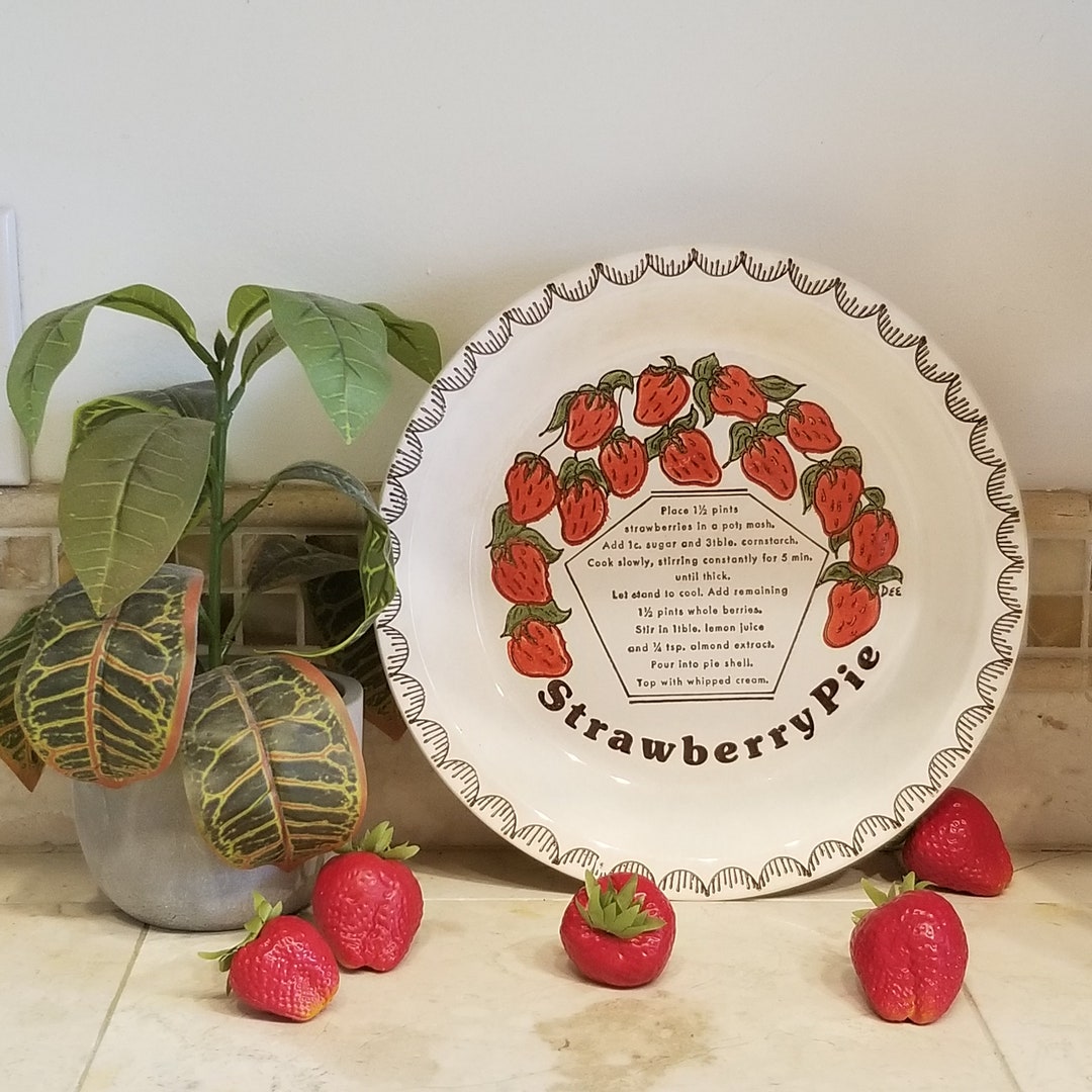 Vintage Strawberry Pie Plate W/recipe - Etsy