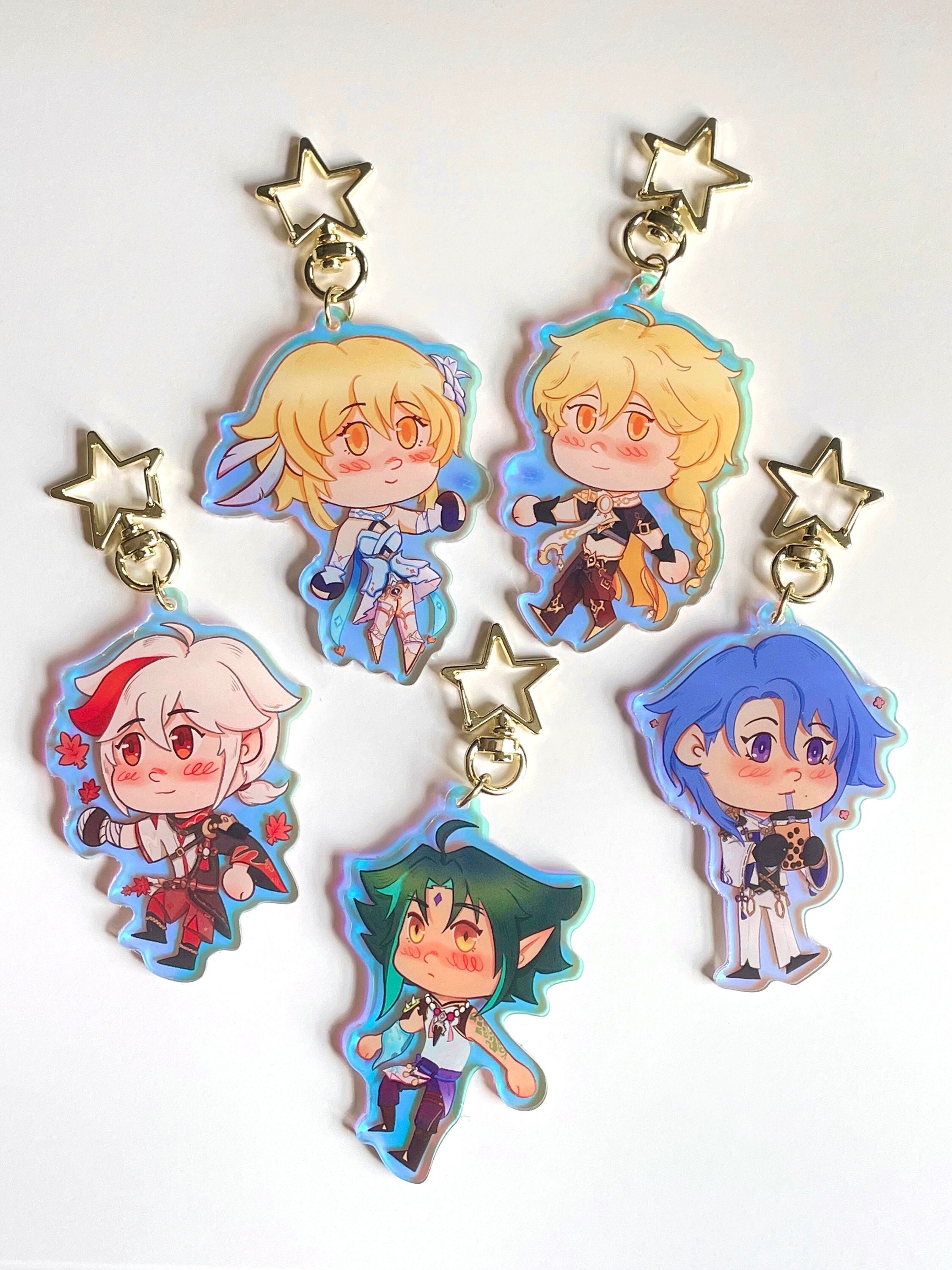 Genshin Charm Acrylic Character Keychains Ayato Lumine Aether Kazuha ...