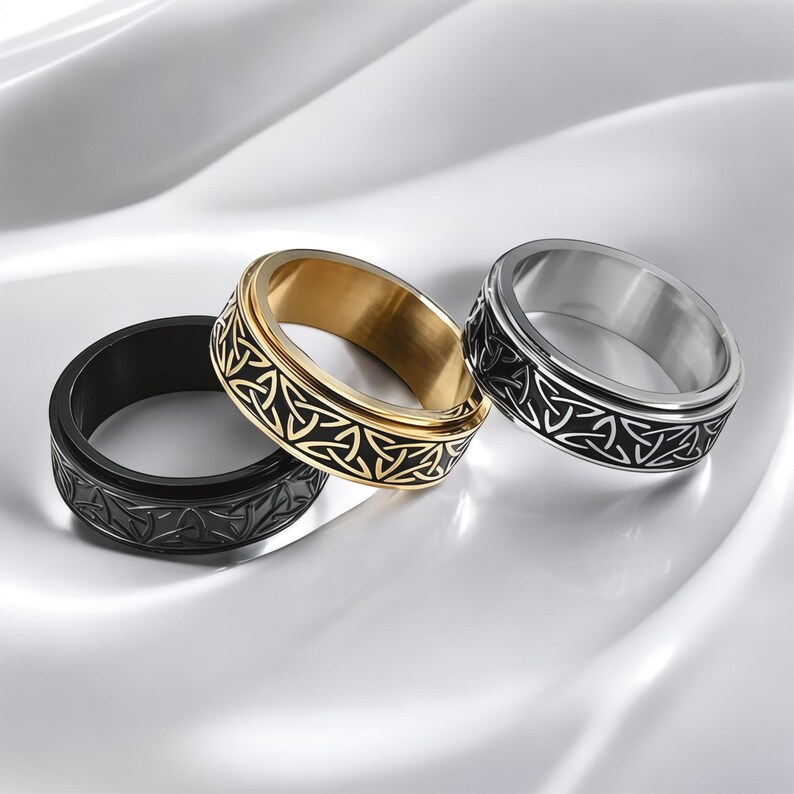 Viking Spinning Fidget Ring for Men ,premium Anti-anxiety Spinner Ring ...