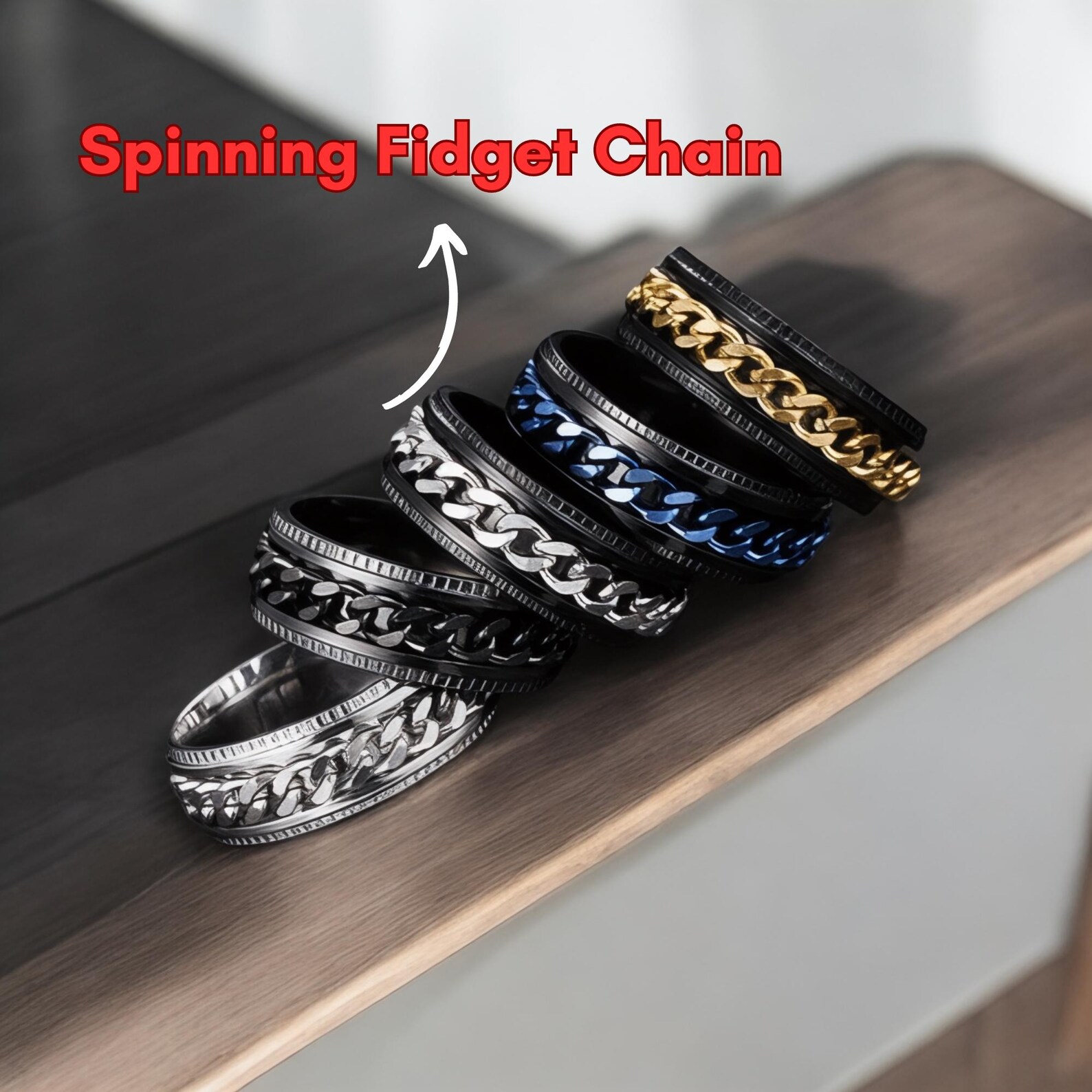 Fidget Ring Toy & Spinner for Men and Women Anxiety Ring Trendy Gift ...