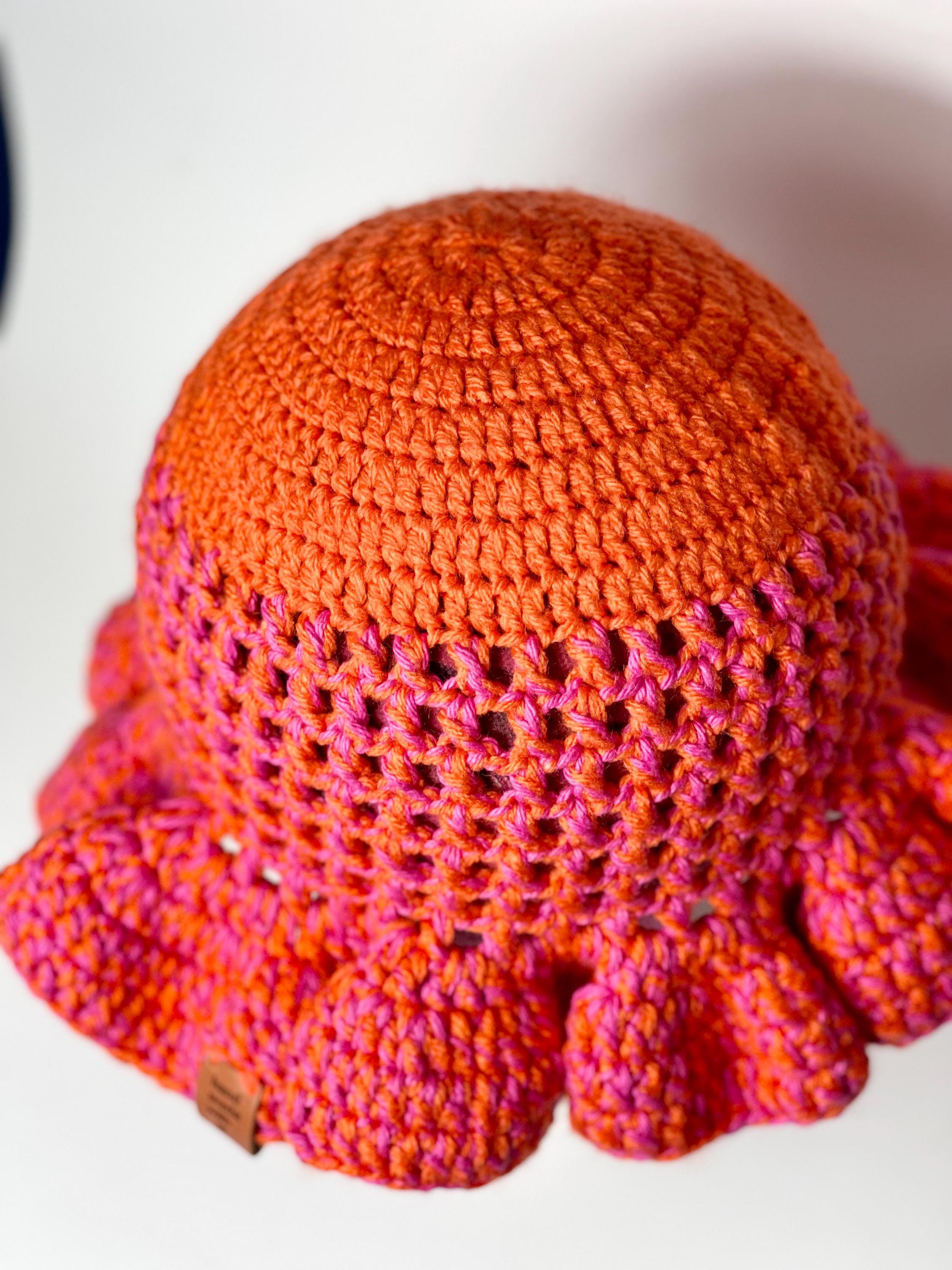 Handmade Crochet Mesh Pattern Ruffle Trim Bucket Hat – Lightweight ...