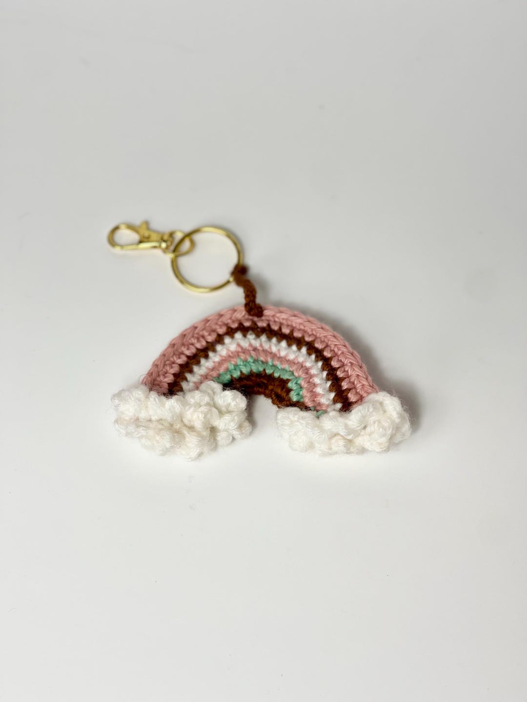 Handmade Crochet Rainbow With Clouds Keychain - Etsy