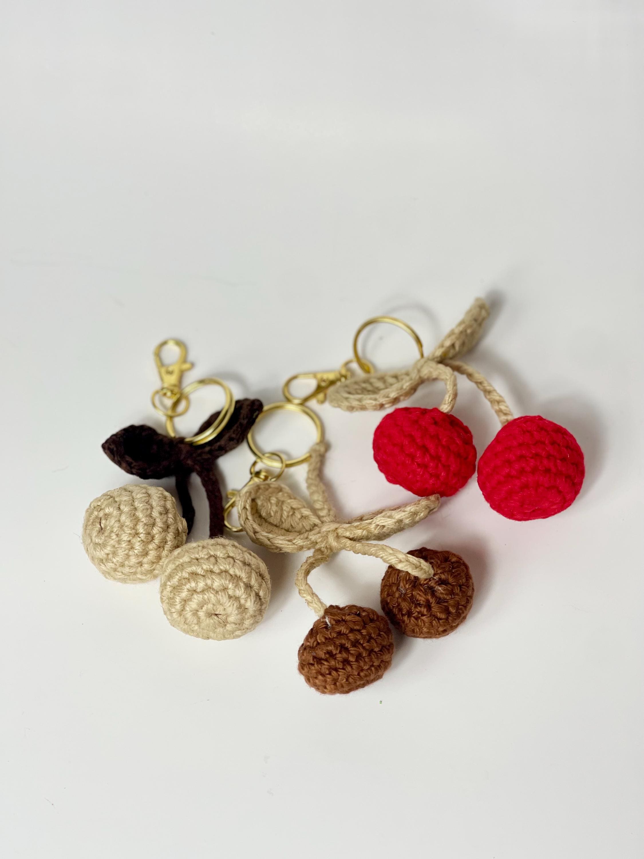 Crochet Cherry Keychain - Etsy