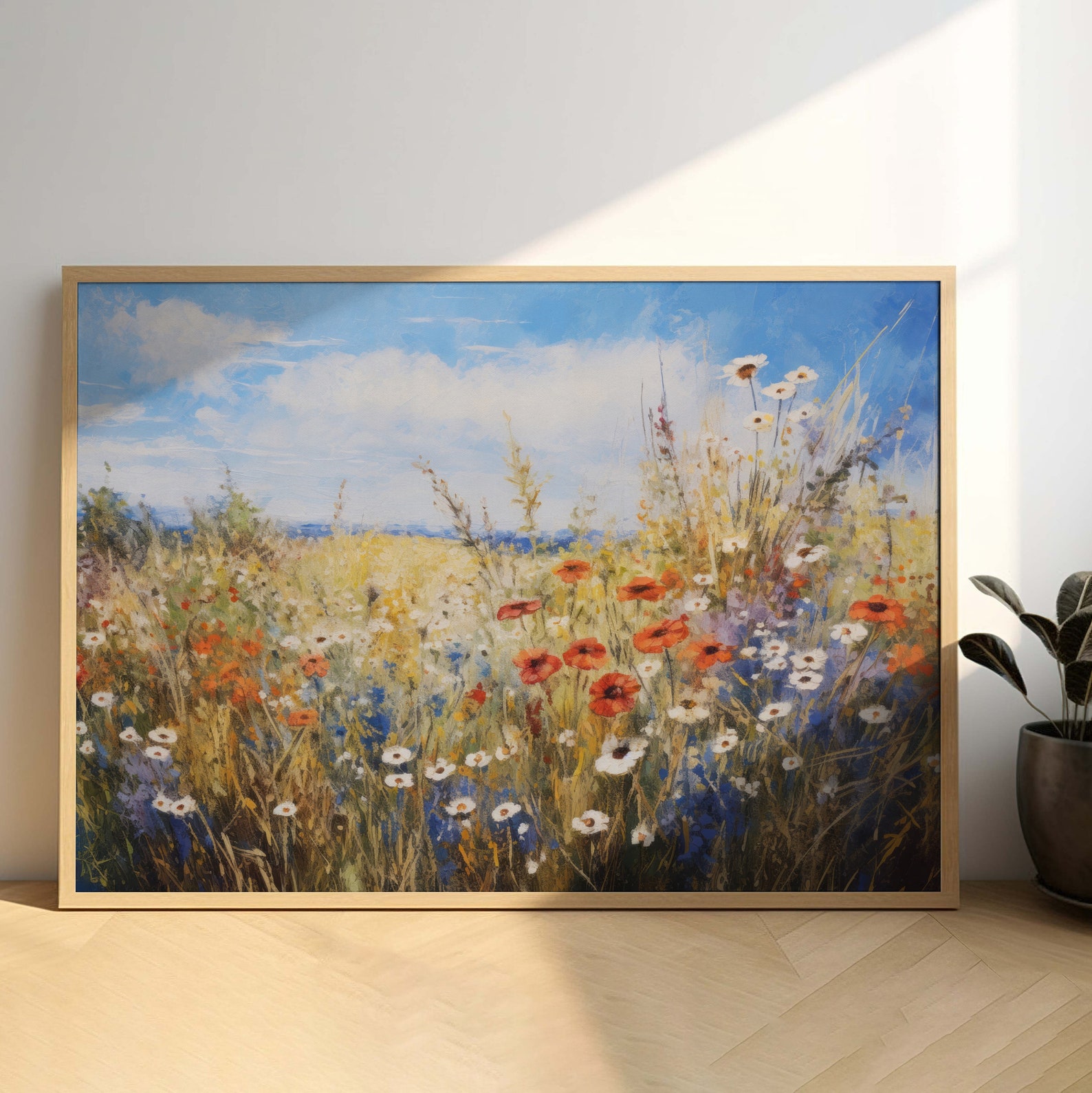 Printable Botanical Field of Wildflowers, Vintage Floral Wall Art ...