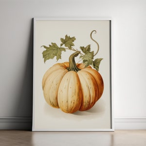 Vintage Pumpkin Print, Rustic Pumpkin Painting, Halloween Pumpkin Wall ...