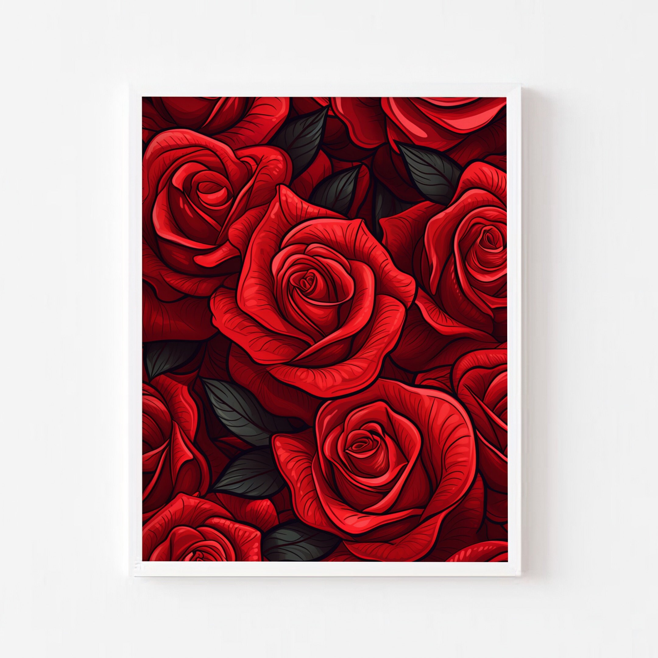 Printable Valentine's Day Red Roses Print, Romantic Gift Ideas, Red ...
