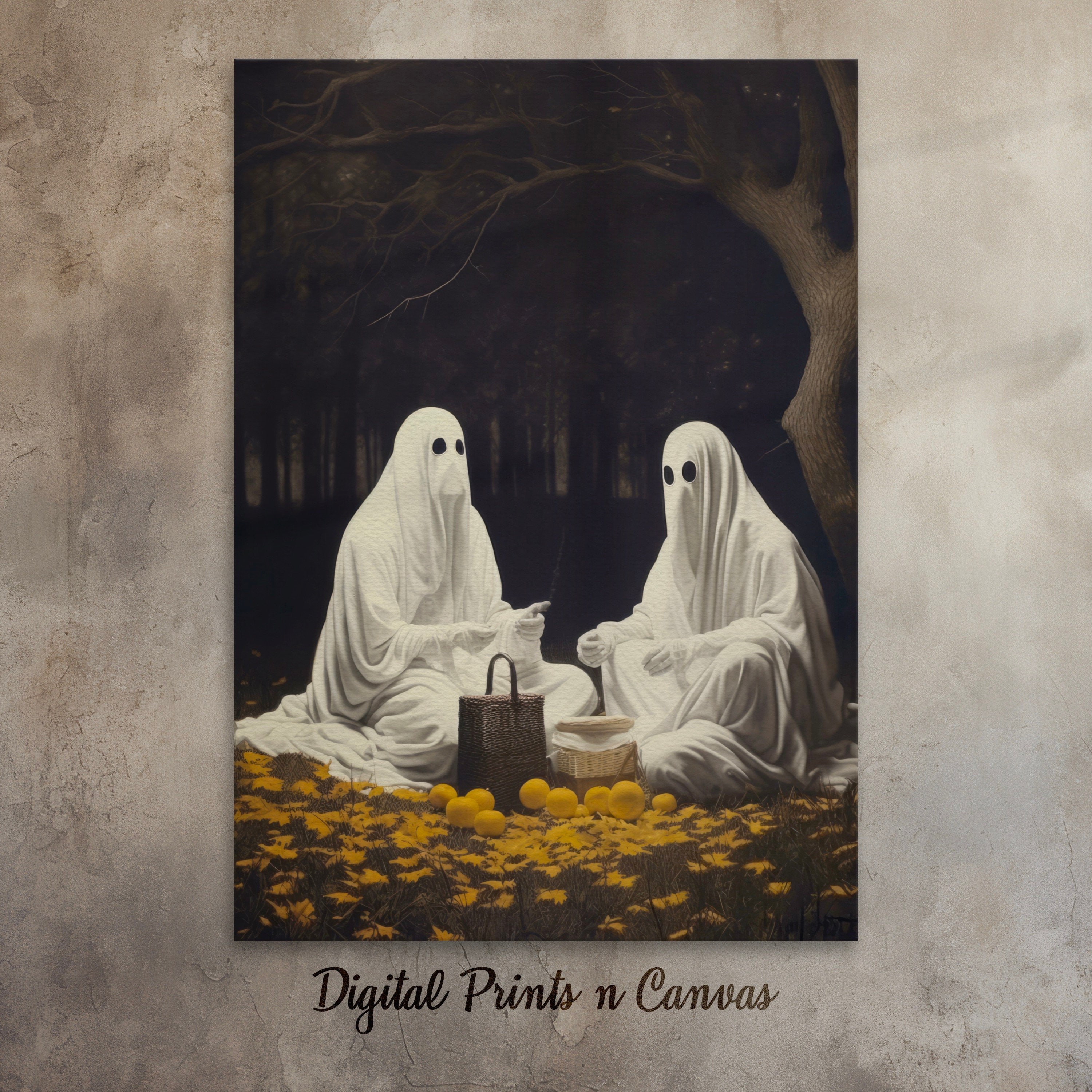 Spooky Ghost Picnic Dark Academia Art Vintage Poster Funny - Etsy