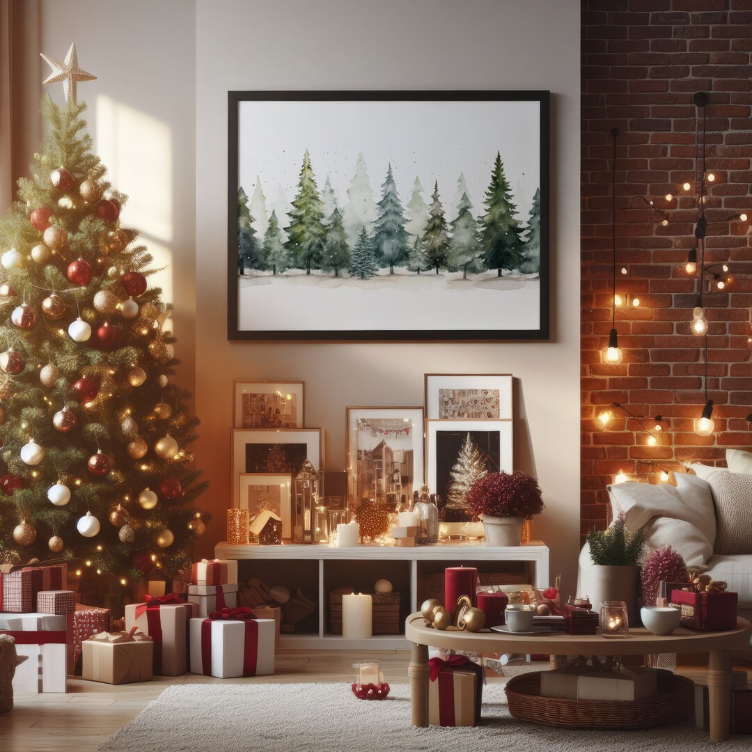 Printable Christmas Tree Poster, Christmas Decor Pine Tree Art, Country ...
