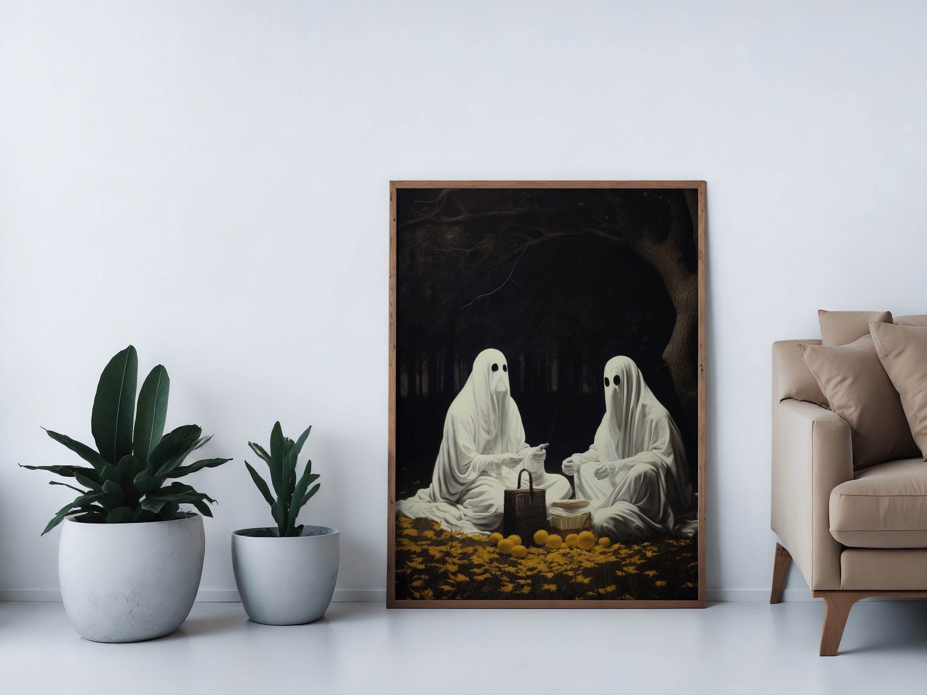 Spooky Ghost Picnic Dark Academia Art Vintage Poster Funny - Etsy