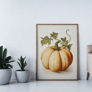 Vintage Pumpkin Print, Rustic Pumpkin Painting, Halloween Pumpkin Wall ...