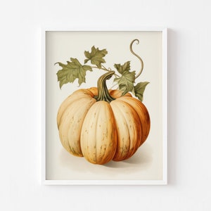 Vintage Pumpkin Print, Rustic Pumpkin Painting, Halloween Pumpkin Wall ...