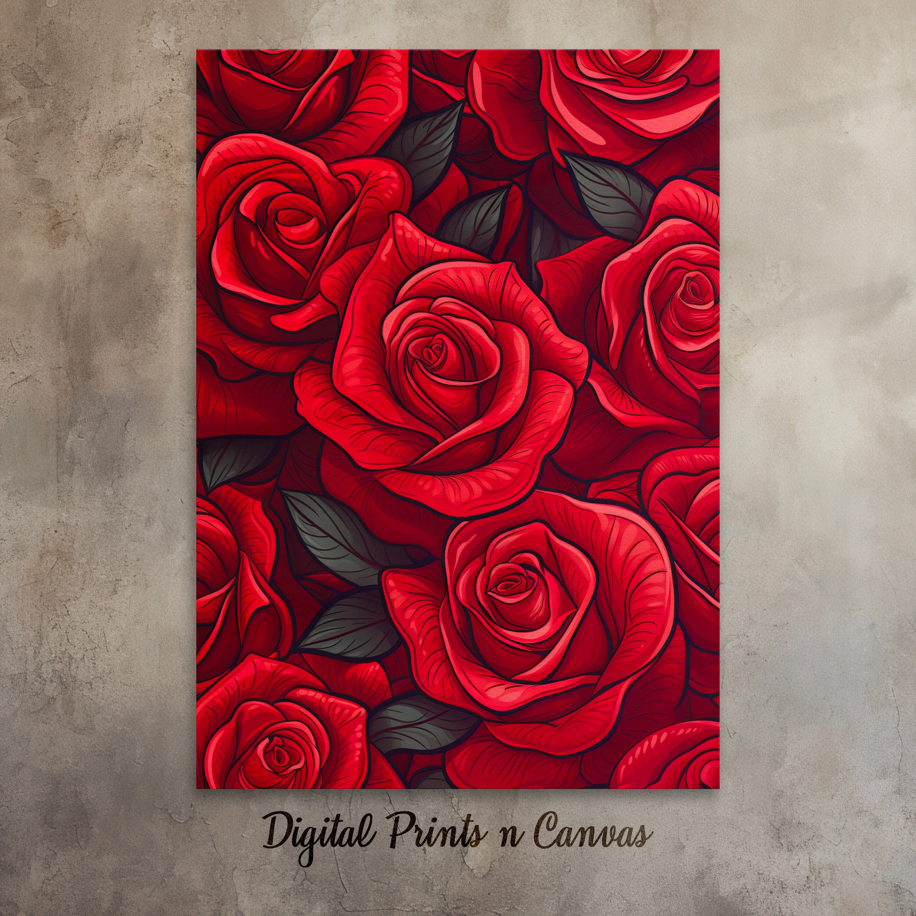 Printable Valentine's Day Red Roses Print, Romantic Gift Ideas, Red ...