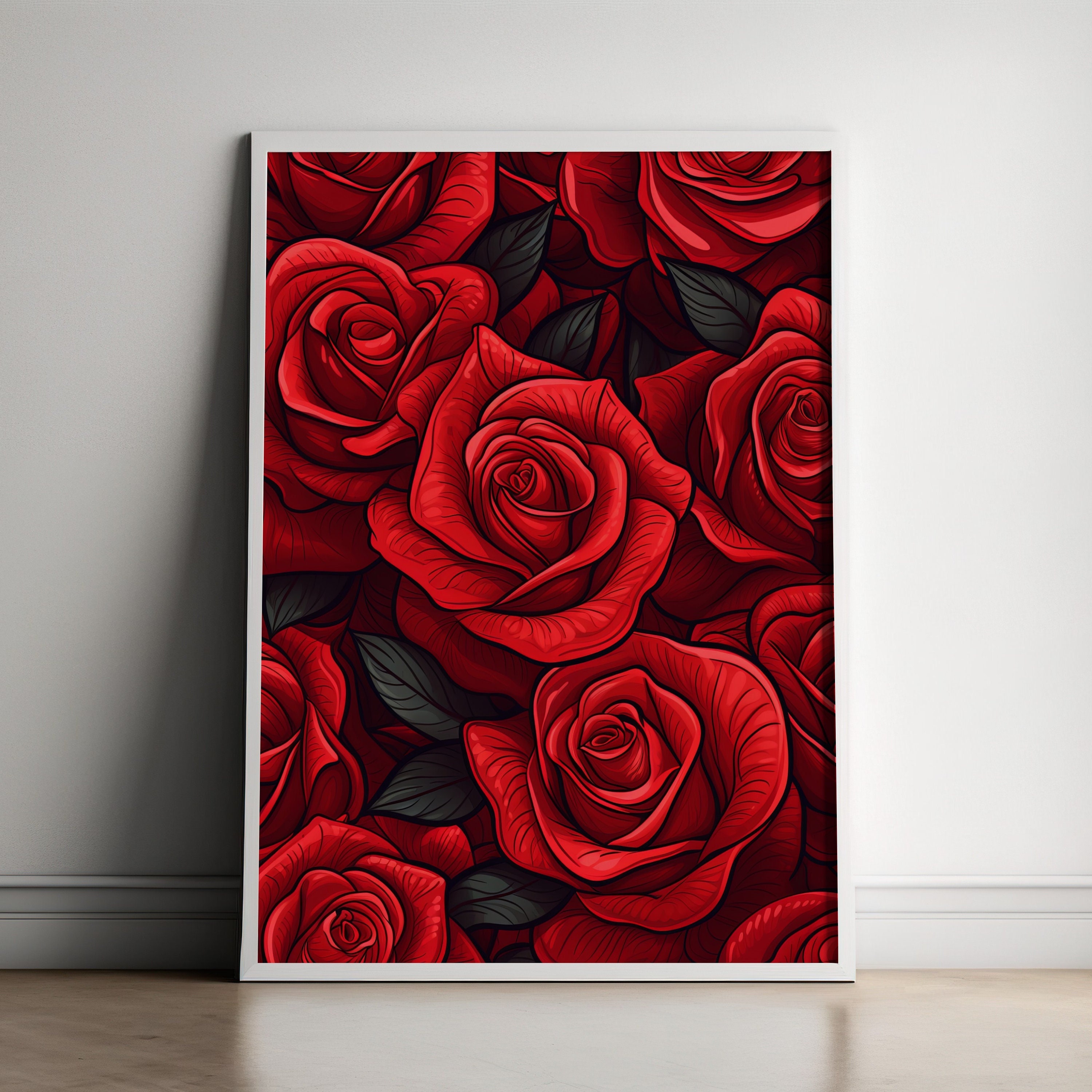 Printable Valentine's Day Red Roses Print, Romantic Gift Ideas, Red ...