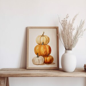 Rustic Pumpkin Print, Halloween Pumpkin Watercolor Painting, Vintage ...