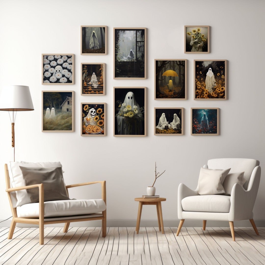 Cute Ghost Halloween Gallery Wall Set of 12, Printable Halloween Art ...