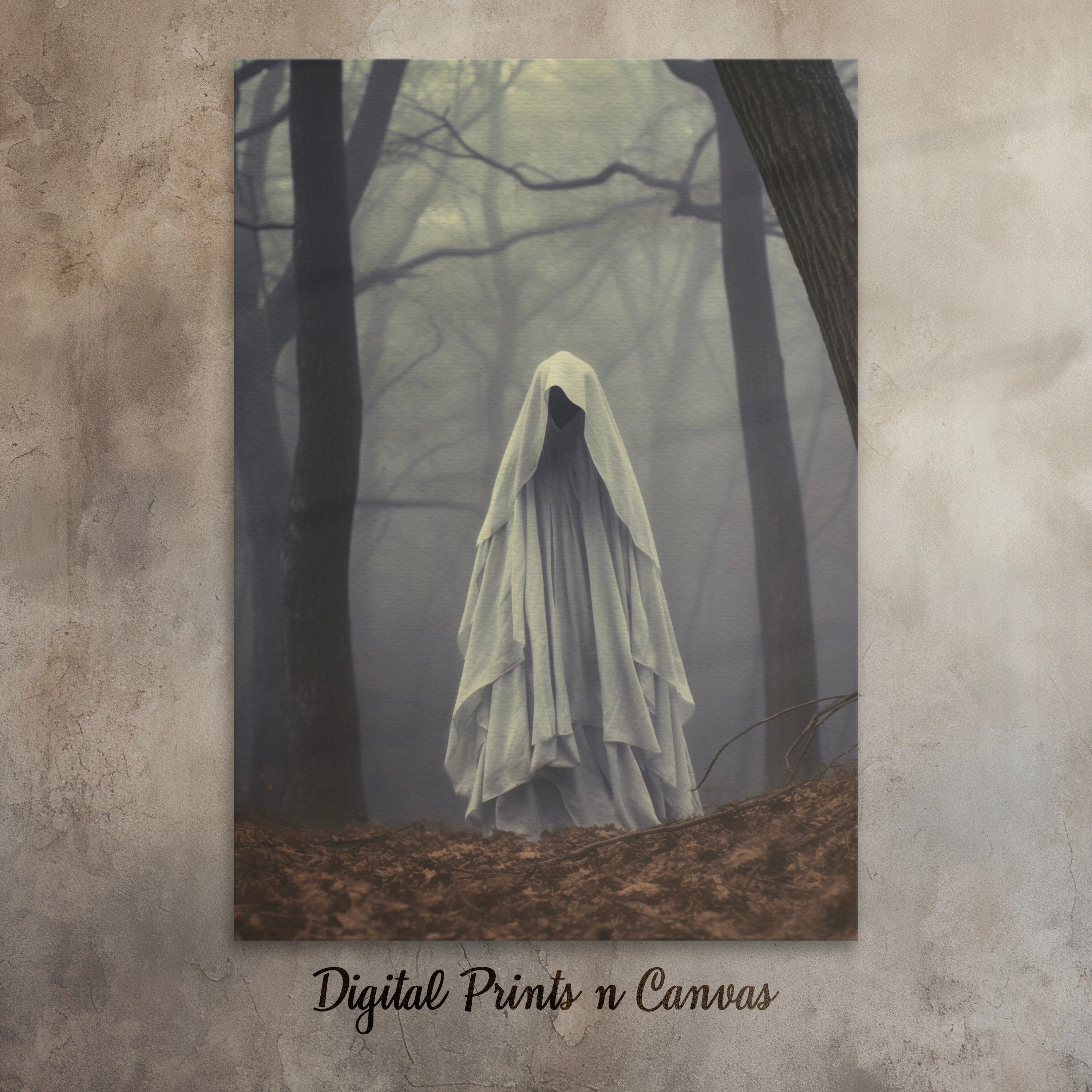 Spooky Ghost in the Forest, Dark Academia Wall Art, Halloween Decor ...