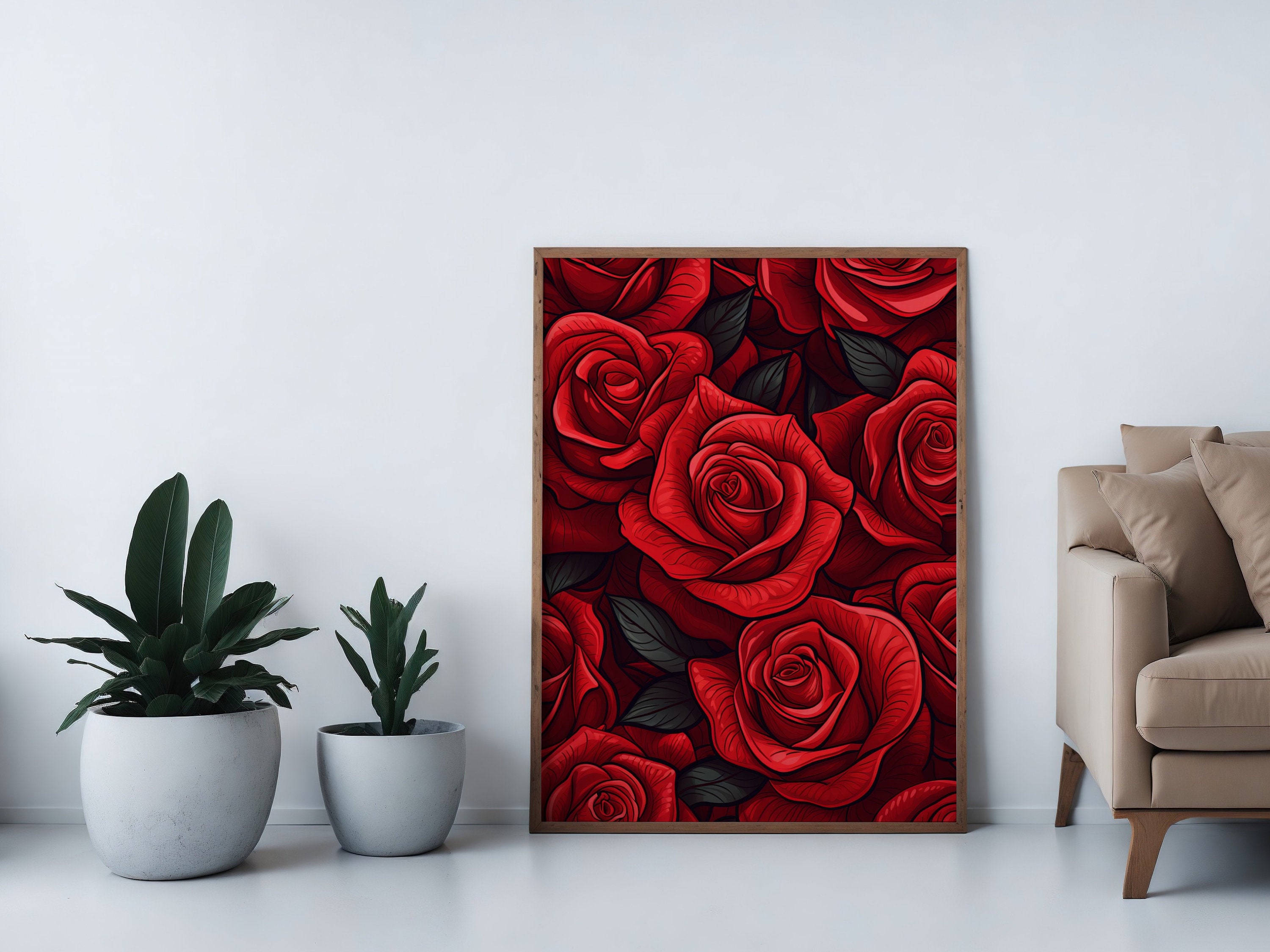 Printable Valentine's Day Red Roses Print, Romantic Gift Ideas, Red ...