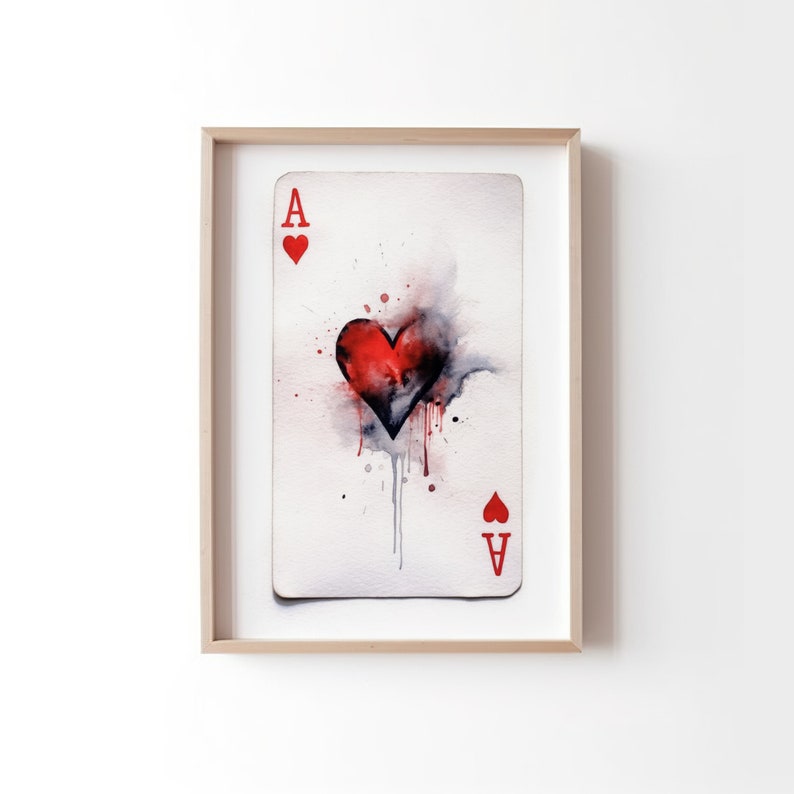 Printable Ace of Hearts Poster, Valentine's Day Heart Playing Card ...