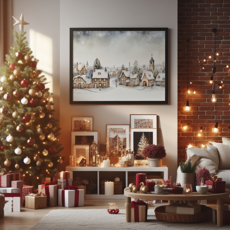 Printable Christmas Village Vintage Christmas Town Print - Etsy