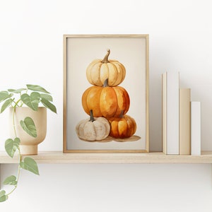 Rustic Pumpkin Print, Halloween Pumpkin Watercolor Painting, Vintage ...