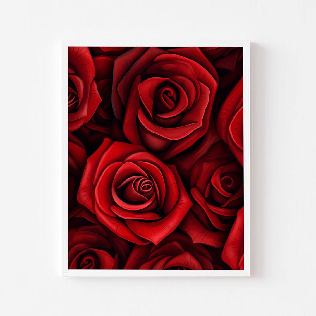 Printable Valentines Day Red Rose Print, Romantic Gift Ideas, Beautiful ...