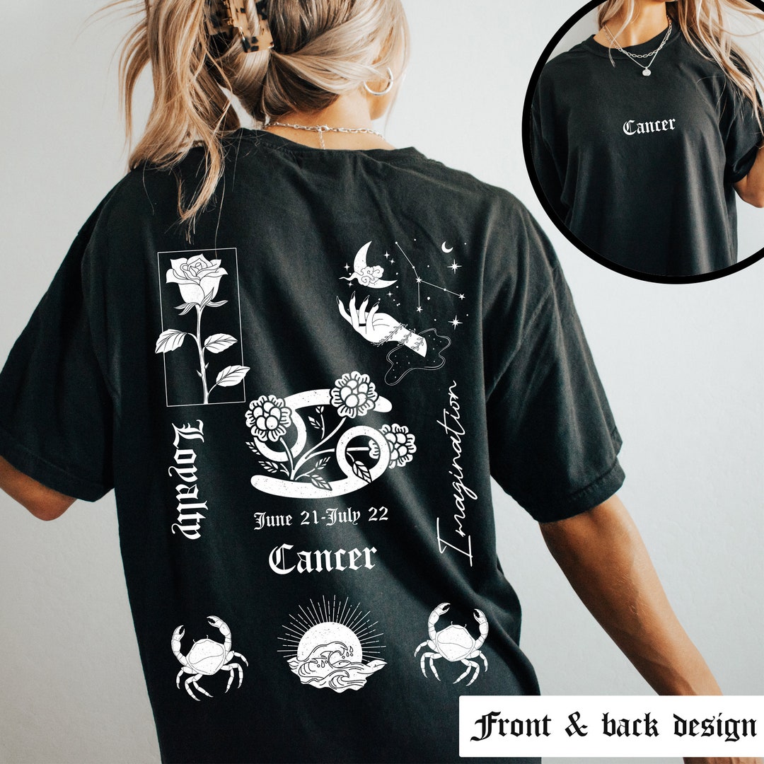 Cancer Zodiac Graphic Tee Comfort Colors Astrology Star Sign Oversized ...