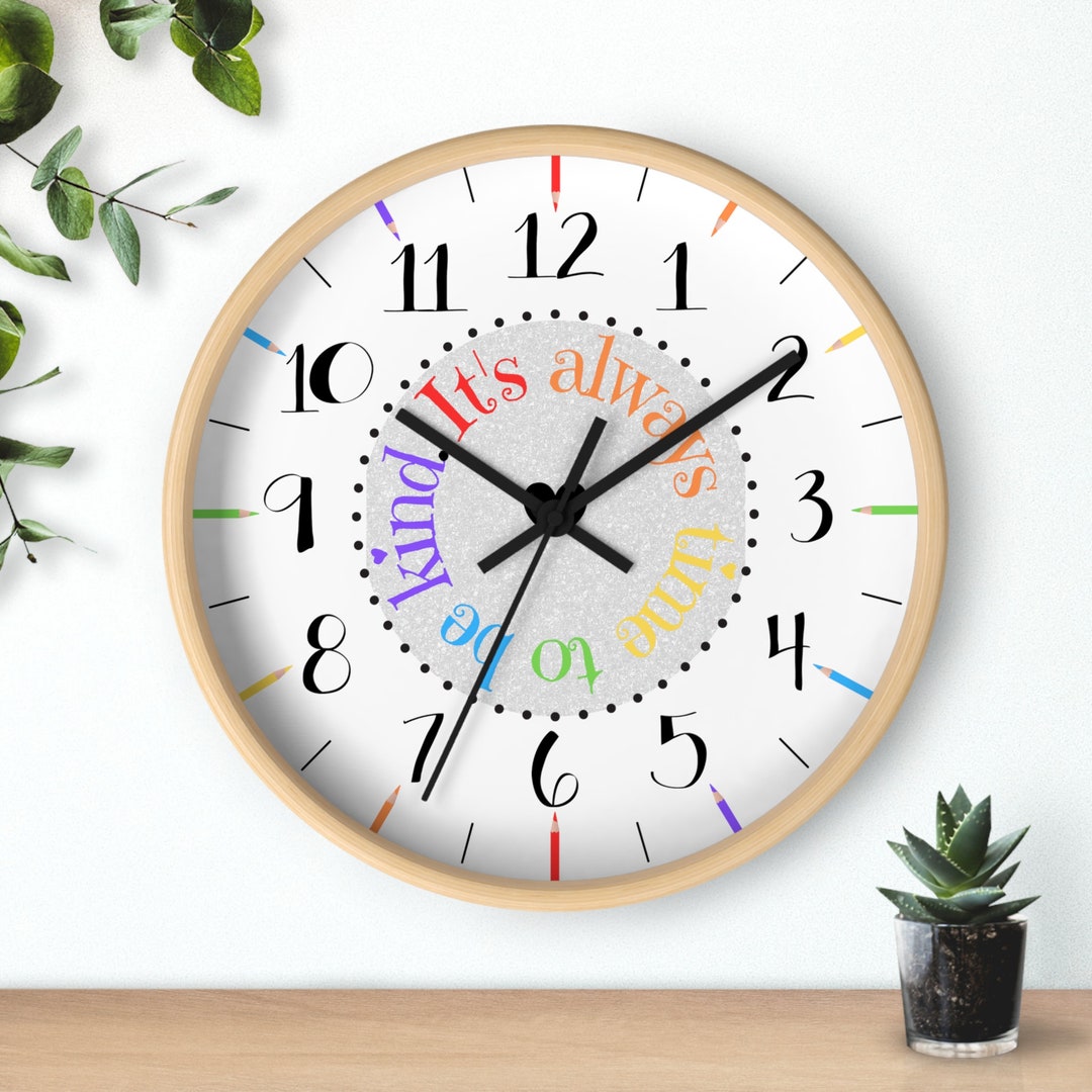 Wall Clock Time to Be Kind Clock Classroom Clock Kindness - Etsy