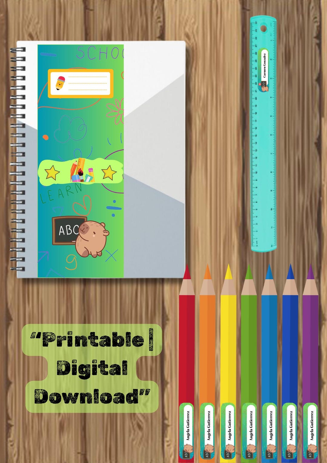 Capybara School Labels Printable | Cute Name Tags for Kids Supplies ...