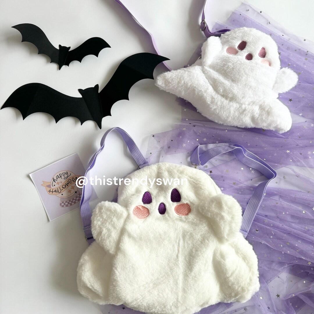 Trick or Treat Bag Plush Ghost Backpack: Halloween Crossbody Bag for ...