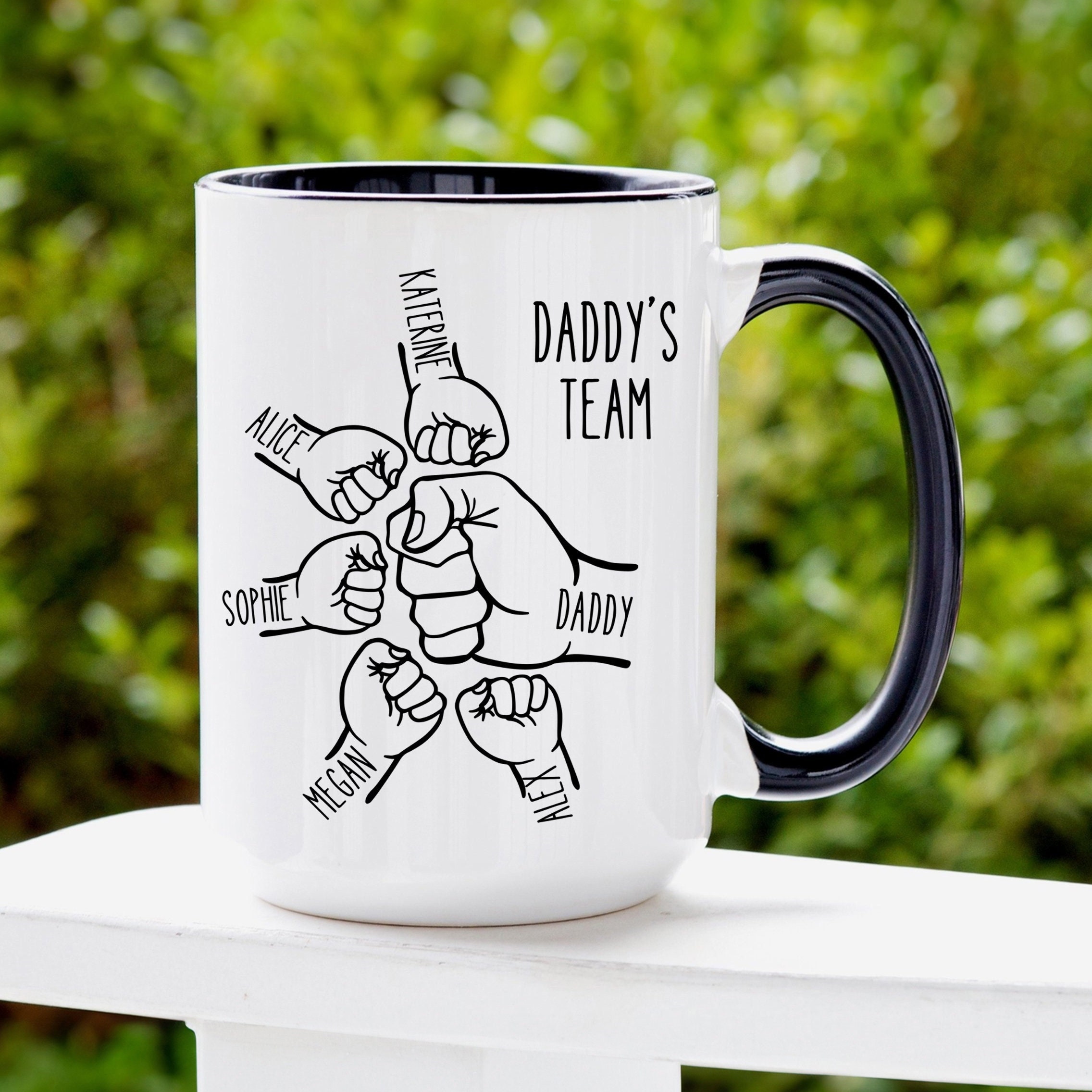 Personalized Daddys Team Fist Bump Mug, Custom Dad Ceramic Mug, Father ...