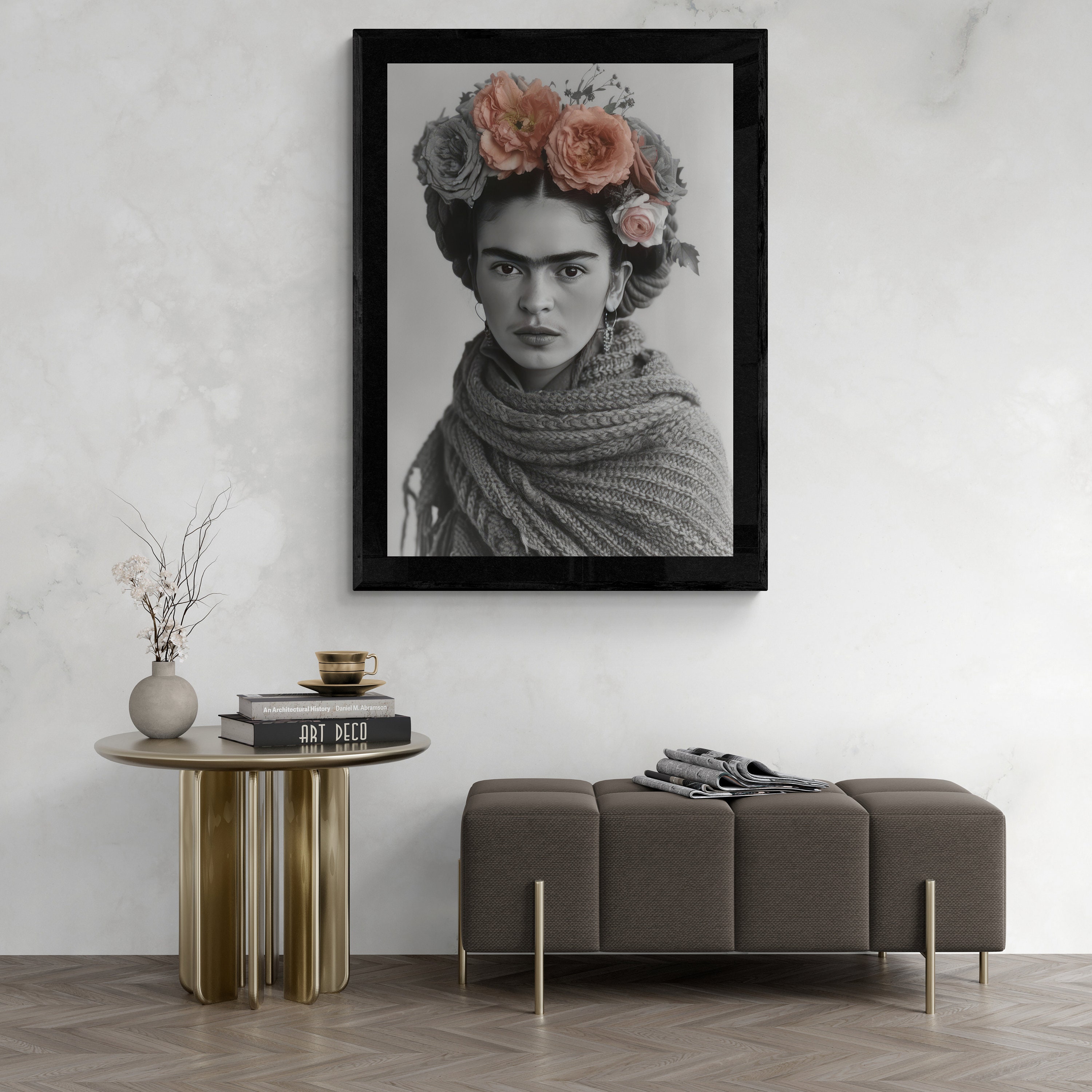 Frida kahlo poster, frida print, black / white, with or without frame ...