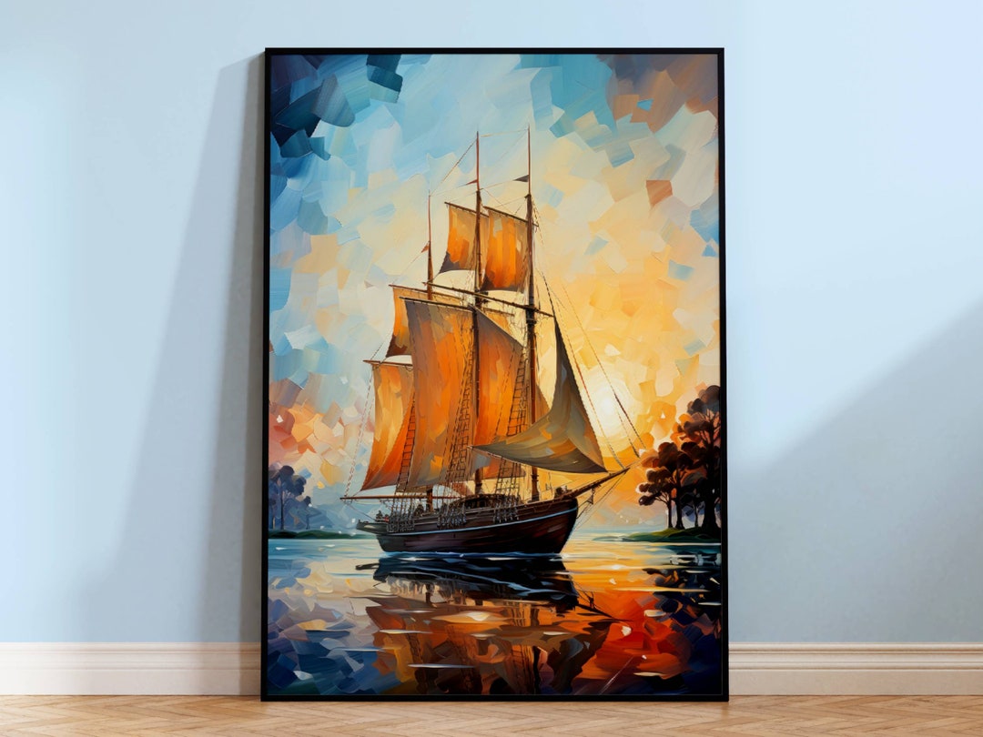 Sailboat Poster Maritime Art Print With or Without Frame - Etsy