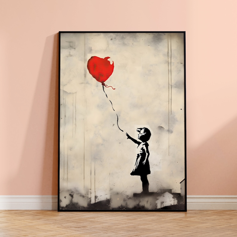 Banksy Poster Street Art mit oder ohne Rahmen Wandbild Banksy Kunstdruck Kind mit Herz ...