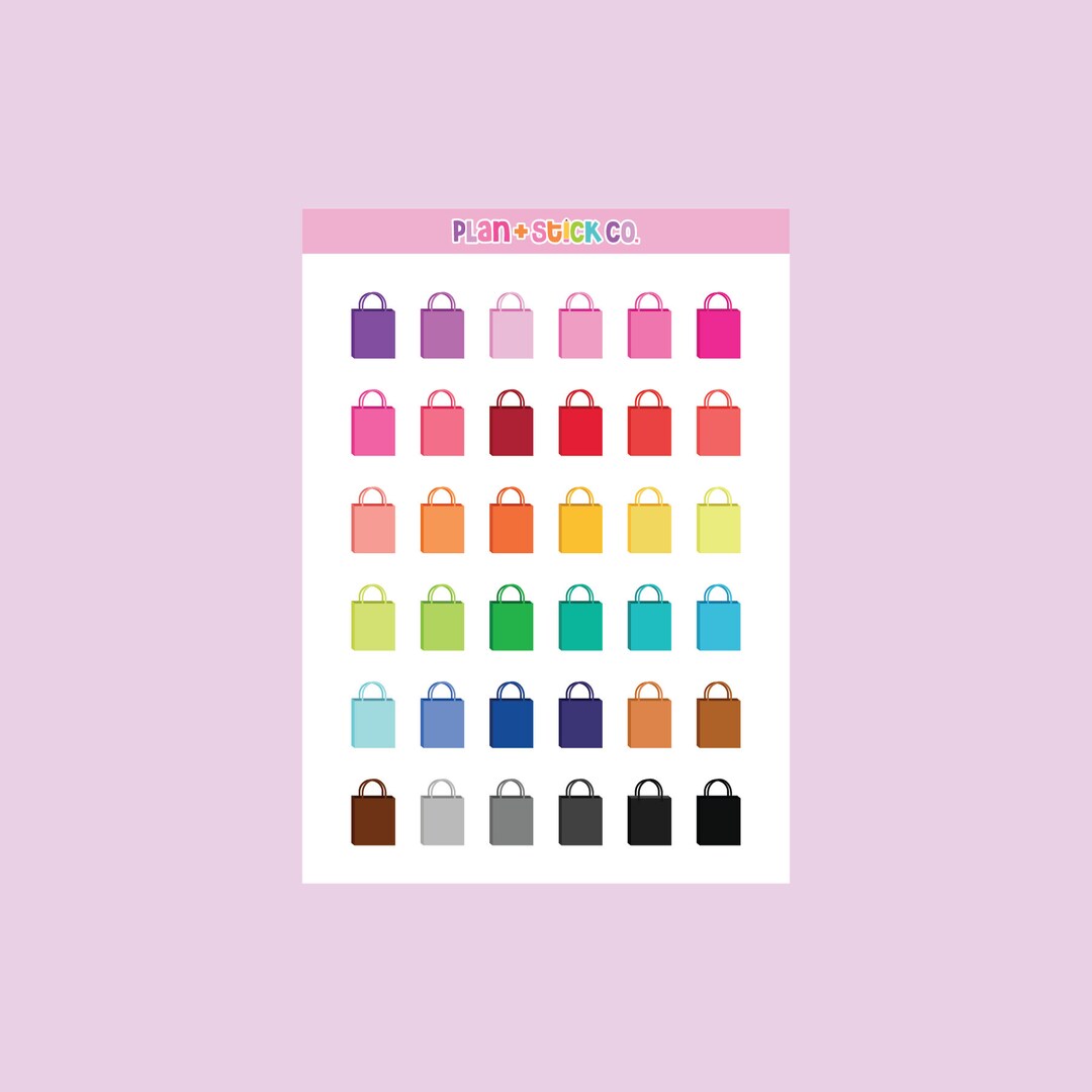 Shopping Bag Icon Planner Stickers · Multi Color Shopping Icon Planner ...
