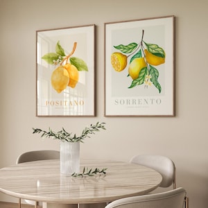 Lemon Print, Set of 2, Lemon Print Wall Art, Citrus Print, Lemon Branch ...