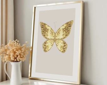 Butterfly Wall Art Gold Foil Prints, Butterfly Artwork Poster and ...
