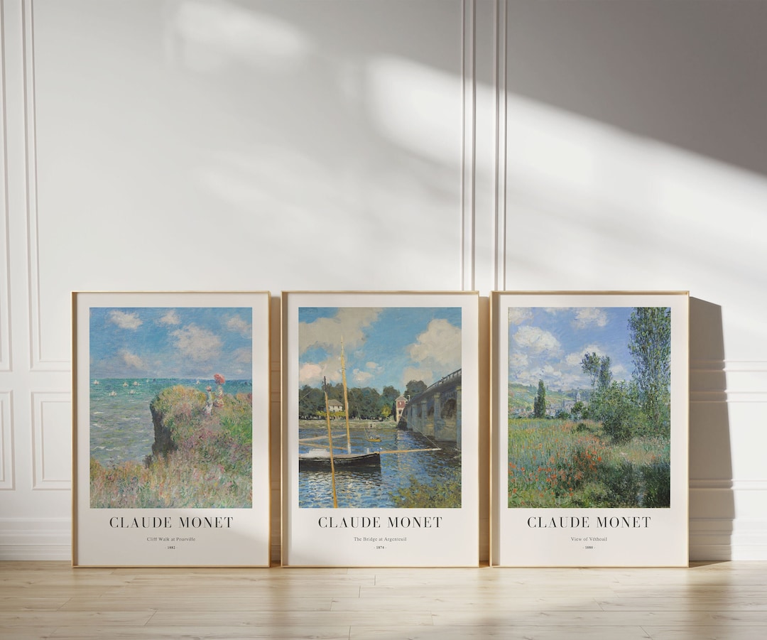 Monet Print Set of 3 Framed Wall Art Gallery Wall Set Landscape Print ...