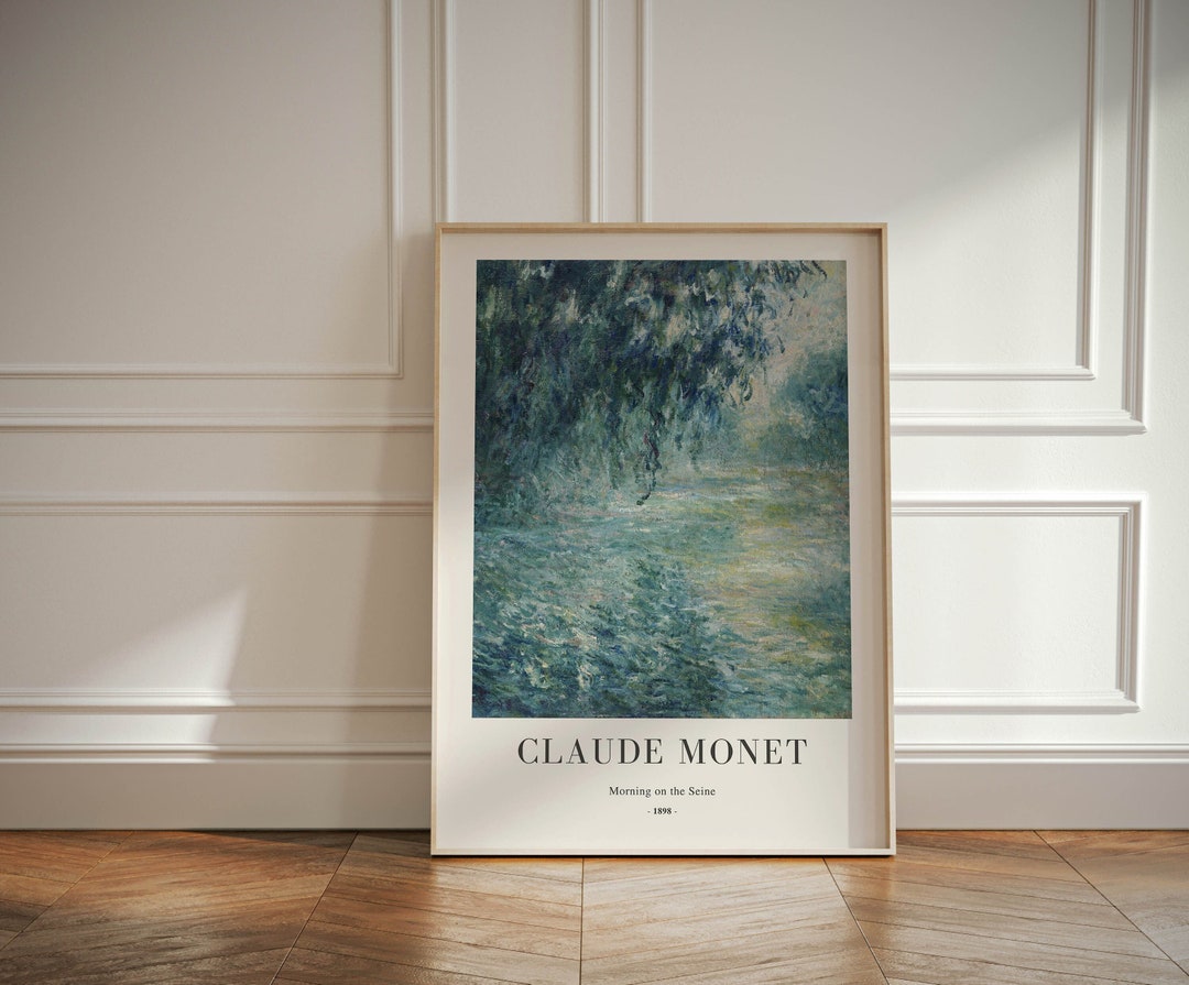 Large Monet Print Framed Wall Art, Vintage Wall Art, Green Nature Oil ...