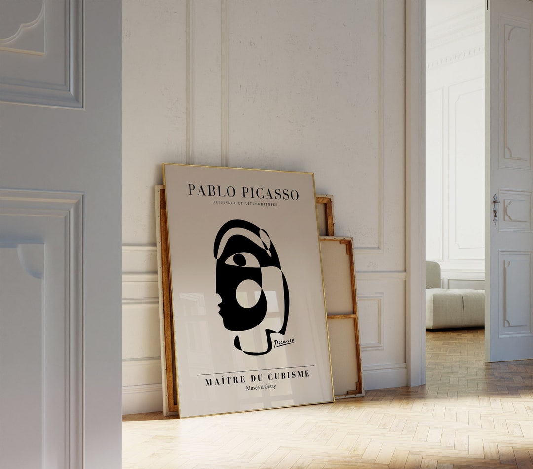 Black Picasso Print, Pablo Picasso Exhibition, Black Beige Wall Art ...